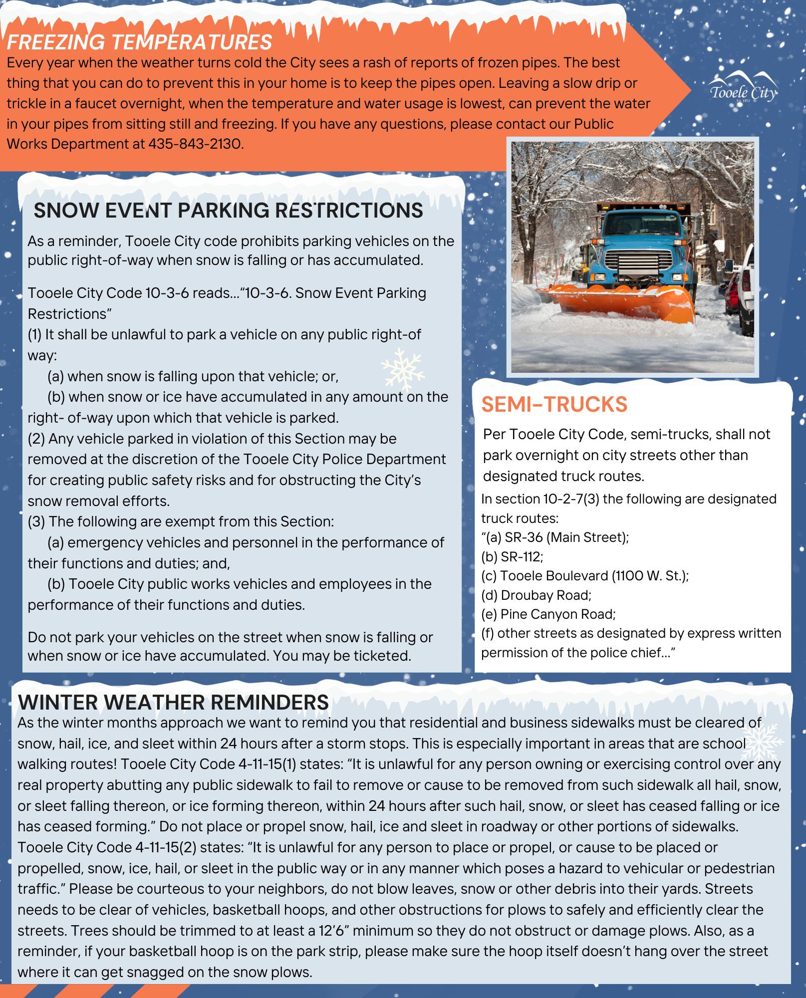 Winter Weather Restrictions and Reminders